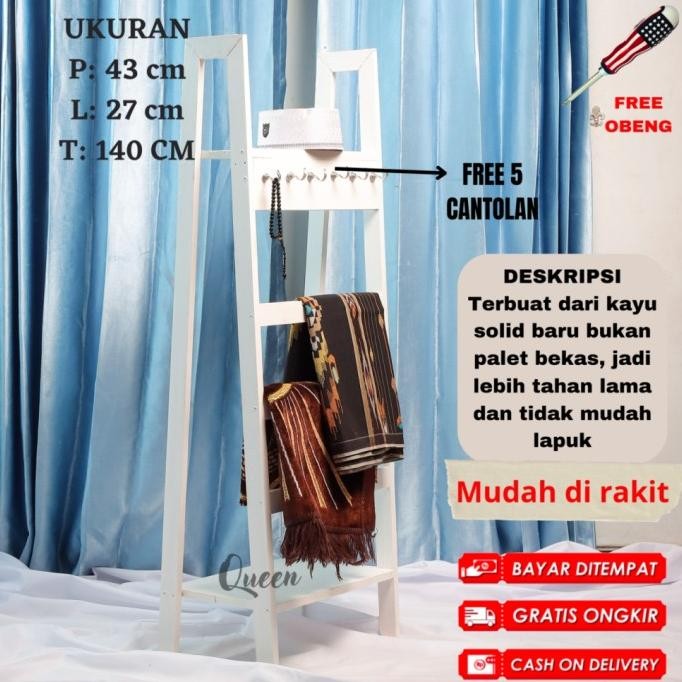 Jual rak sajadah dan mukena alquran stand hanger aesthetic tempat ...