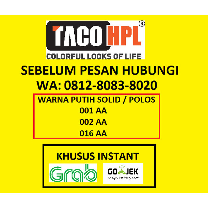 Jual READY TACO HPL WARNA PUTIH POLOS KODE 001/002/016 AA | Shopee ...