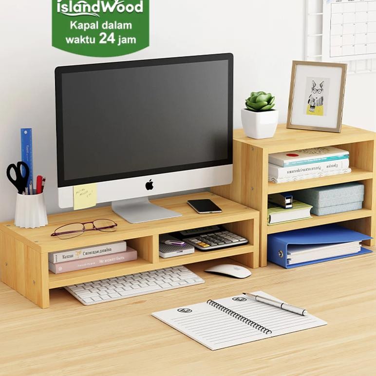 Jual Stand Monitor Kayu Meja Monitor Rak Monitor Desktop Dudukan ...