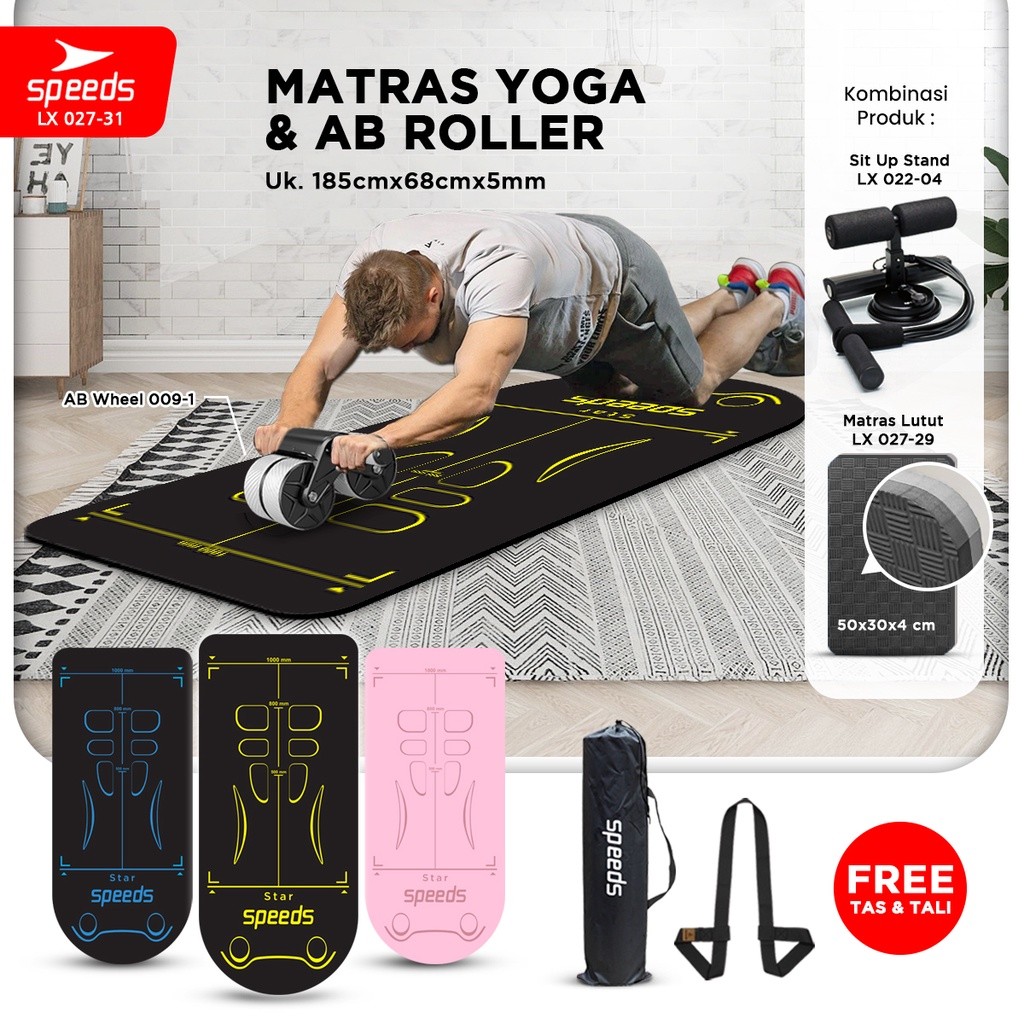 Jual SPEEDS Alas Yoga Mat Matras Fitness Ab Roller Ab Wheel Latihan Mat ...