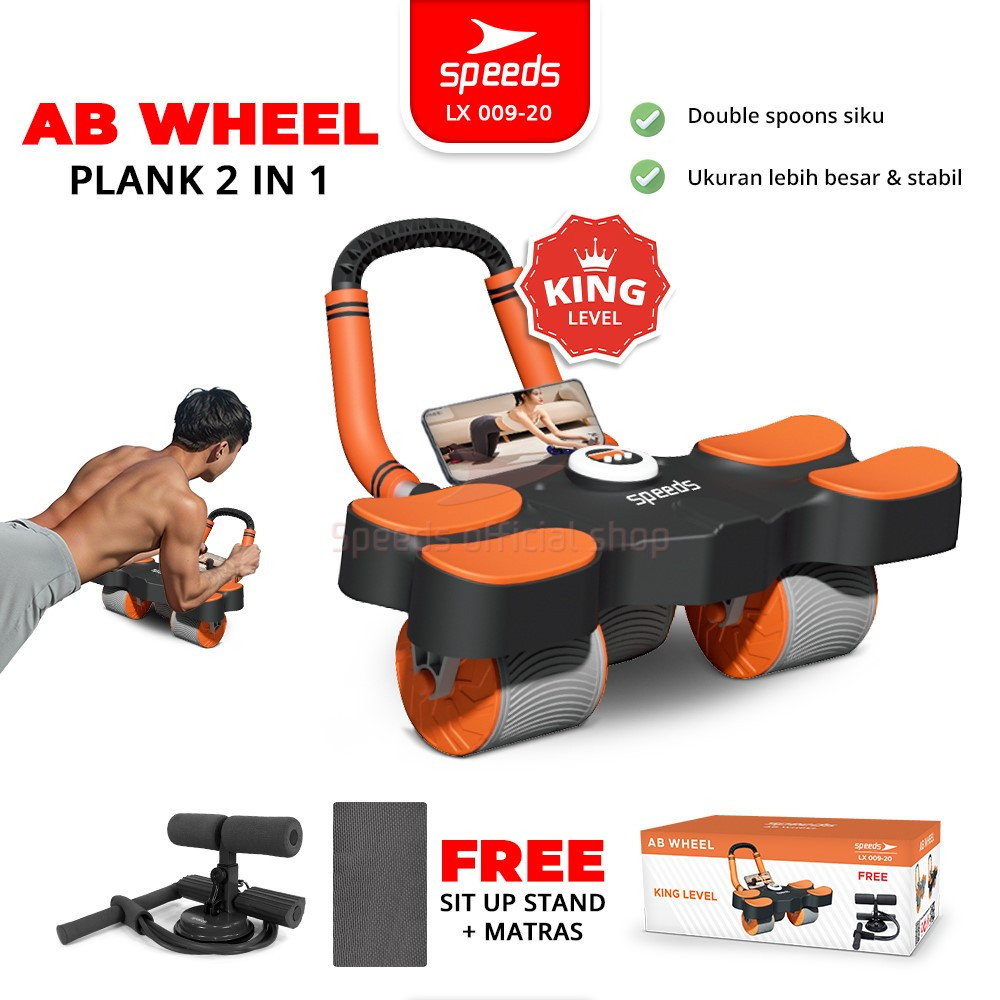 Jual SPEEDS AB Wheels Plank Trainer Ab Roller 2 Roda Automatic Rebound ...