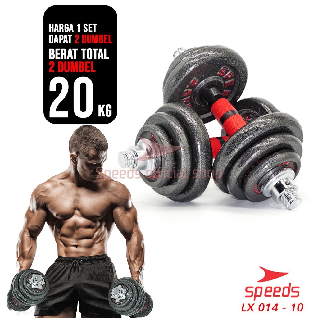 Jual SPEEDS Dumbell Barbel Set 20Kg Tiang Angkat Beban Besi Dumbbell ...
