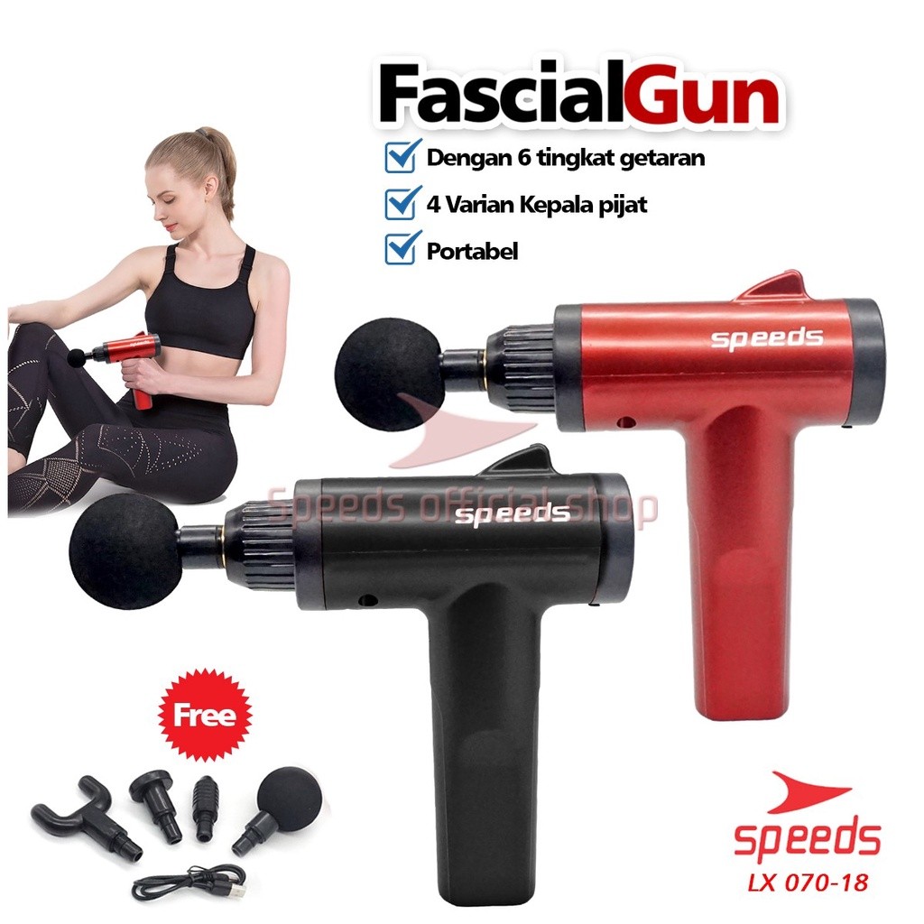 Jual SPEEDS Fascial Gun Massage Gun Mini Alat Pijat Elektrik 4 in 1 ...