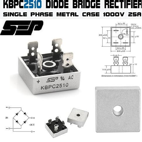 Jual populer] Dioda Bridge KBPC2510 25A 1000V Silicon Rectifier Single ...