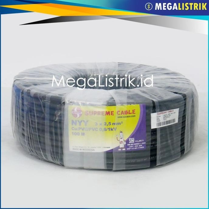 Jual Supreme Kabel Listrik Hitam Kawat / NYY 3 x 2.5 mm ( 100 Meter ...