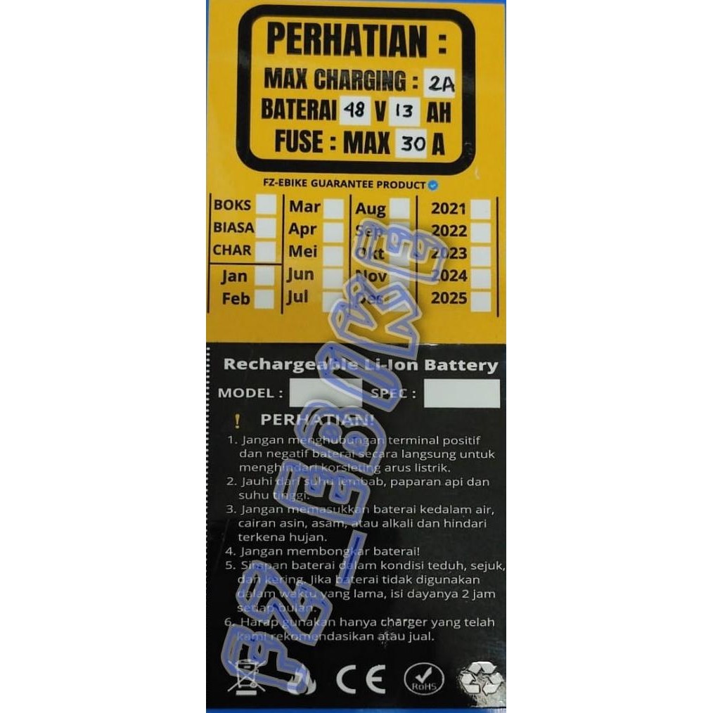 Jual Baterai Box Lithium Ion 48V 13Ah 13s Sepeda Listrik Ebike ...