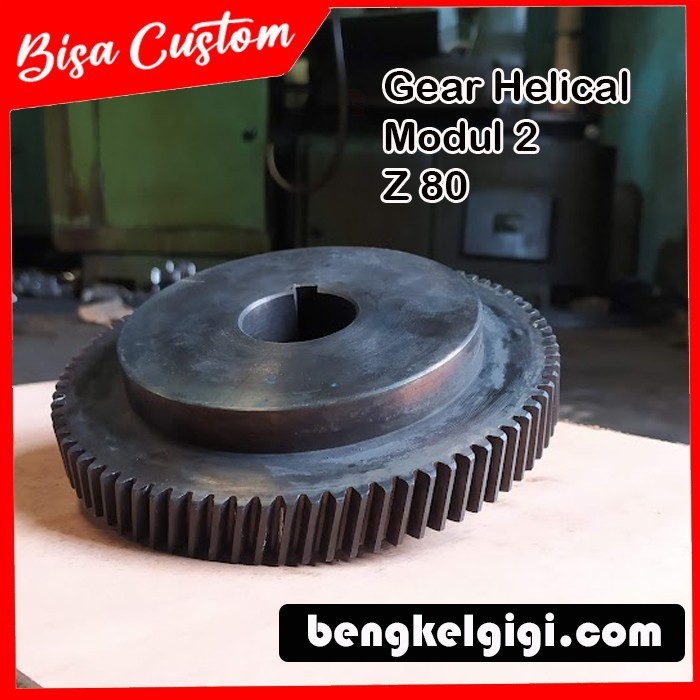 Jual Gear Helical Modul 2 Ukuran Custom Material S45C, Roda Gigi Miring ...