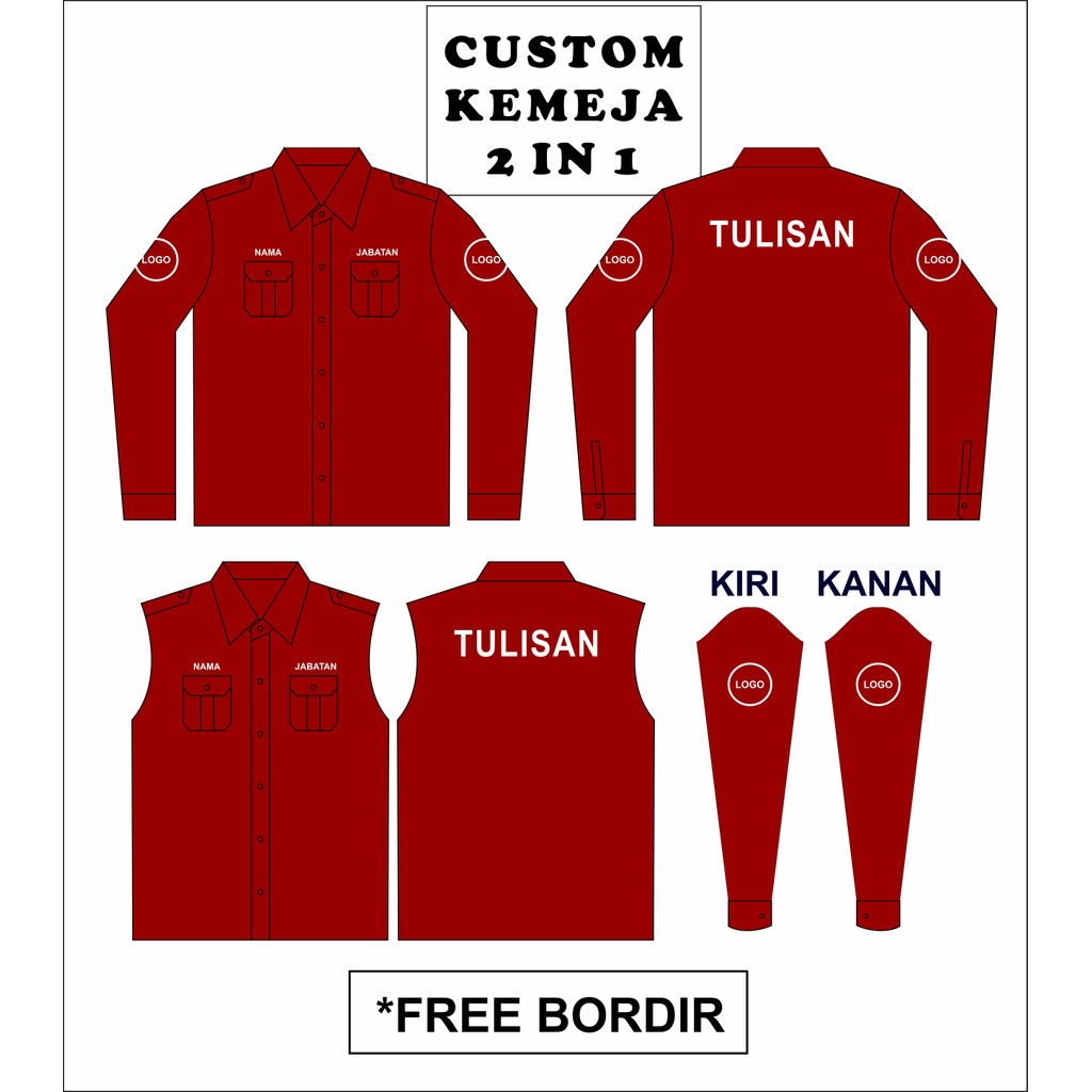 Jual Alkhayr Kemeja 2 in 1 Custom Bordir / Kemeja PDH 2 in 1 / Kemeja ...