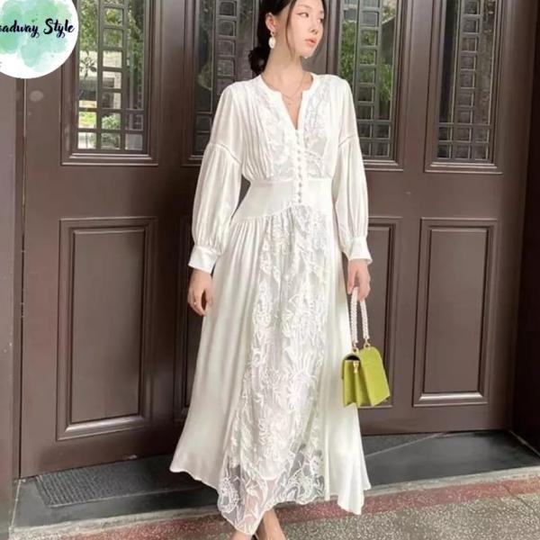 Jual Mai Long Dre Baju Teruan Wanita Lengan Panjang Putih White ...