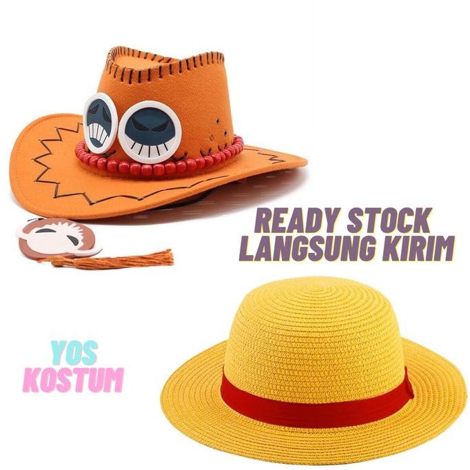 Jual Topi One Piece Luffy Jerami Portgas D Ace Cosplay Anime Hat Koboi ...