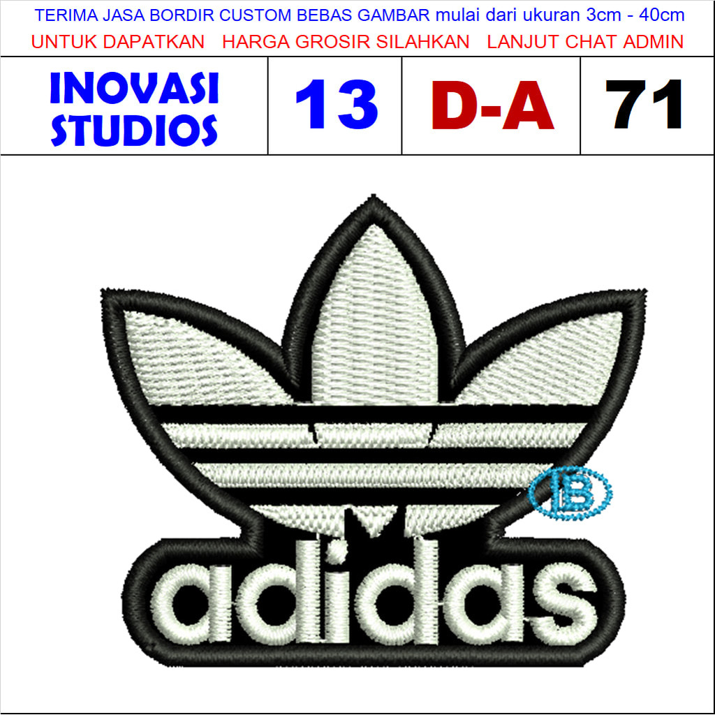 Jual PATCH BORDIR LOGO D-A71 ADIDAS BUNGA WHITE OUTLINE HITAM REVIEW ...