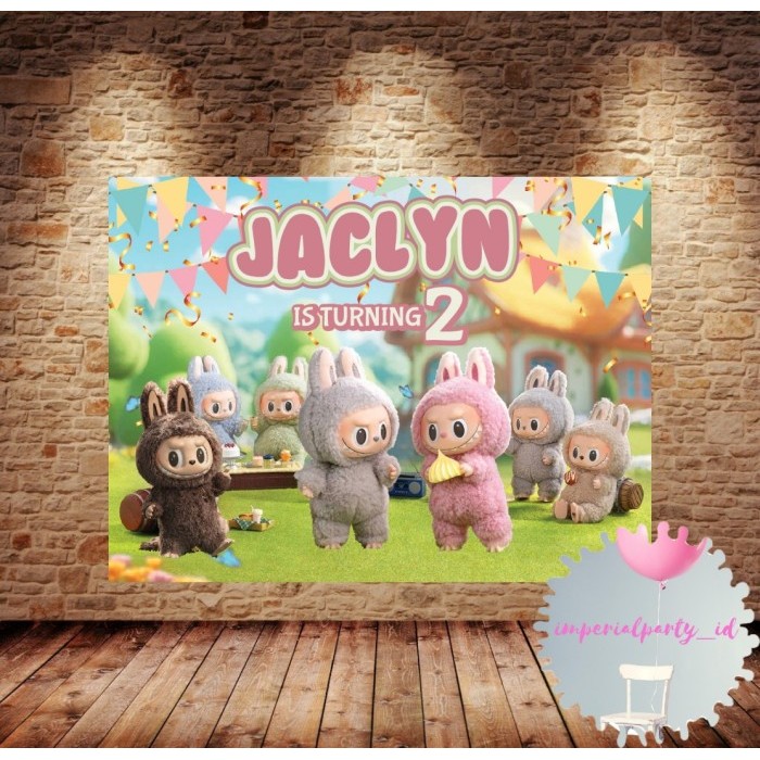 Jual TERBARU Custom Backdrop Banner Spanduk Happy Birthday Labubu The ...