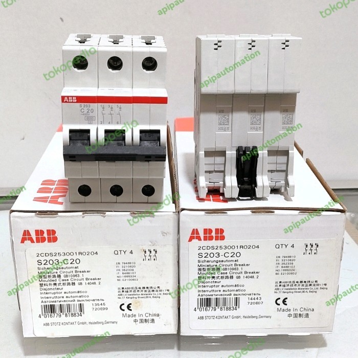 Jual Tambah To Keranjang Mcb Abb S203-C20 3Phase 20Amper 6Ka | Shopee Indonesia