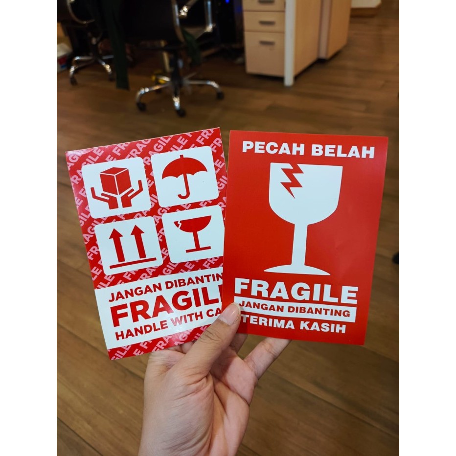 Jual Sticker Fragile Murah Custom Logo / Cetak Label Pengiriman Awas ...