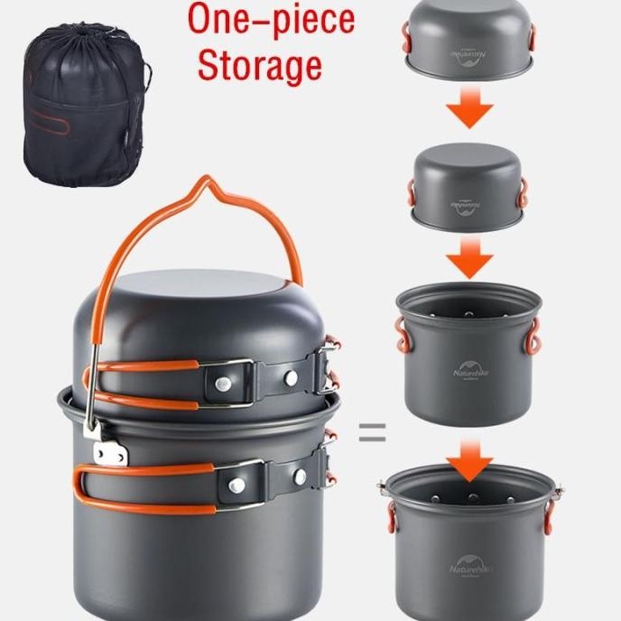 Jual Naturehike Camping Cooking Set Nesting Ultralight Pot , Outdoor ...