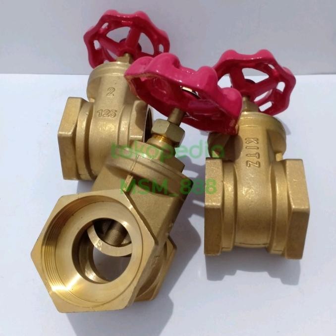 Jual Promo GATE VALVE KUNINGAN KITZ 2"INCH/STOP KRAN PUTAR BRASS DRAT DALAM PROMO COD | Shopee ...