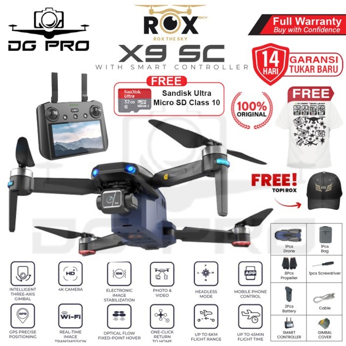 Jual ROX X9 SC Combo Drone 3-Axis Gimbal 6KM Camera 4K with Smart ...