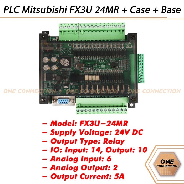 Jual PLC Mitsubishi FX3U 24MR 14DI 10DO 6AD 2DA RS232 RS485 Modbus RTU 24V | Shopee Indonesia