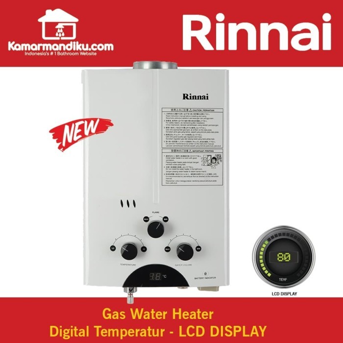 Jual Rinnai water heater pemanas air Gas New REU 5 CFC digital temperatur | Shopee Indonesia