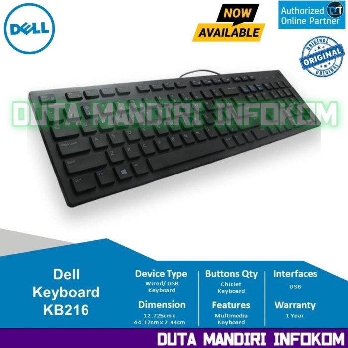 Jual Dell KB216 - Chiclet Style Wired Multimedia USB Keyboard | Shopee ...