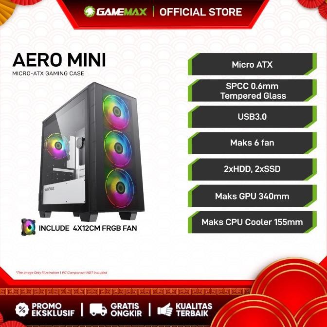 Jual Gamemax Aero Mini Frgb Micro Atx Gaming Pc Case Original Dan Terpercaya | Shopee Indonesia