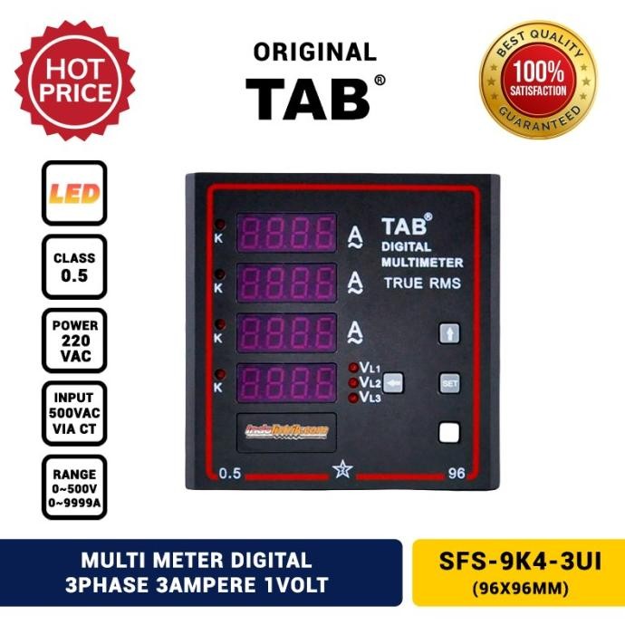 Jual MULTI METER DIGITAL 3 PHASE 3 AMPERE, 1 VOLT 96X96MM TAB ORIGINAL DAN TERPERCAYA | Shopee ...