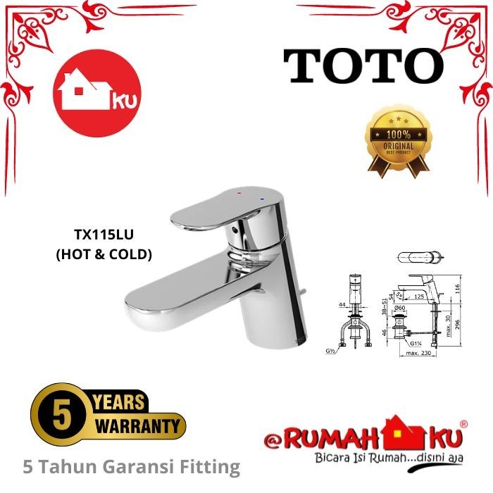 Jual KRAN WASTAFEL TOTO TX115LU (HOT & COLD) | Shopee Indonesia