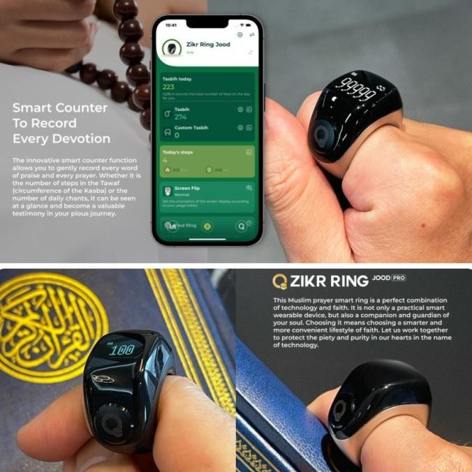 Jual Sale Iqibla Zikr Smart Ring Jood Pro Cincin Zikir Tasbih Muslim Digital Oled Screen ...