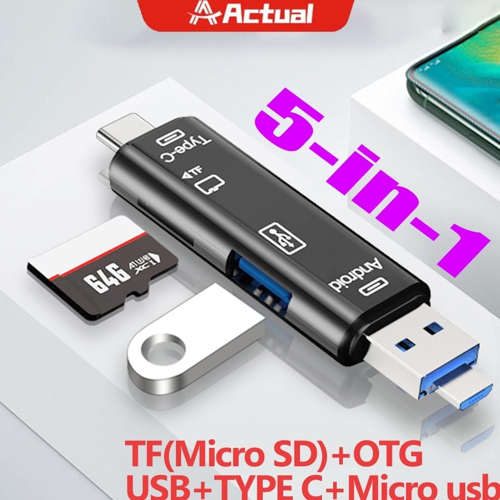 Jual ActualCODCard Reader OTG 5 in 1 USB 3.0 Type C Fit For Micro SD/TF ...