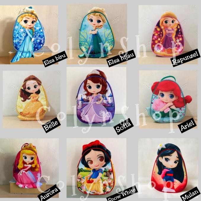 Jual tas PRINCESS elsa rapunzel belle sofia ariel aurora mulan snow ...