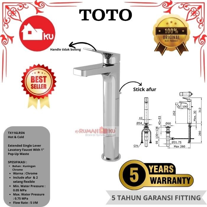 Jual KRAN WASTAFEL TOTO TX116LRSN (HOT&COLD) | Shopee Indonesia