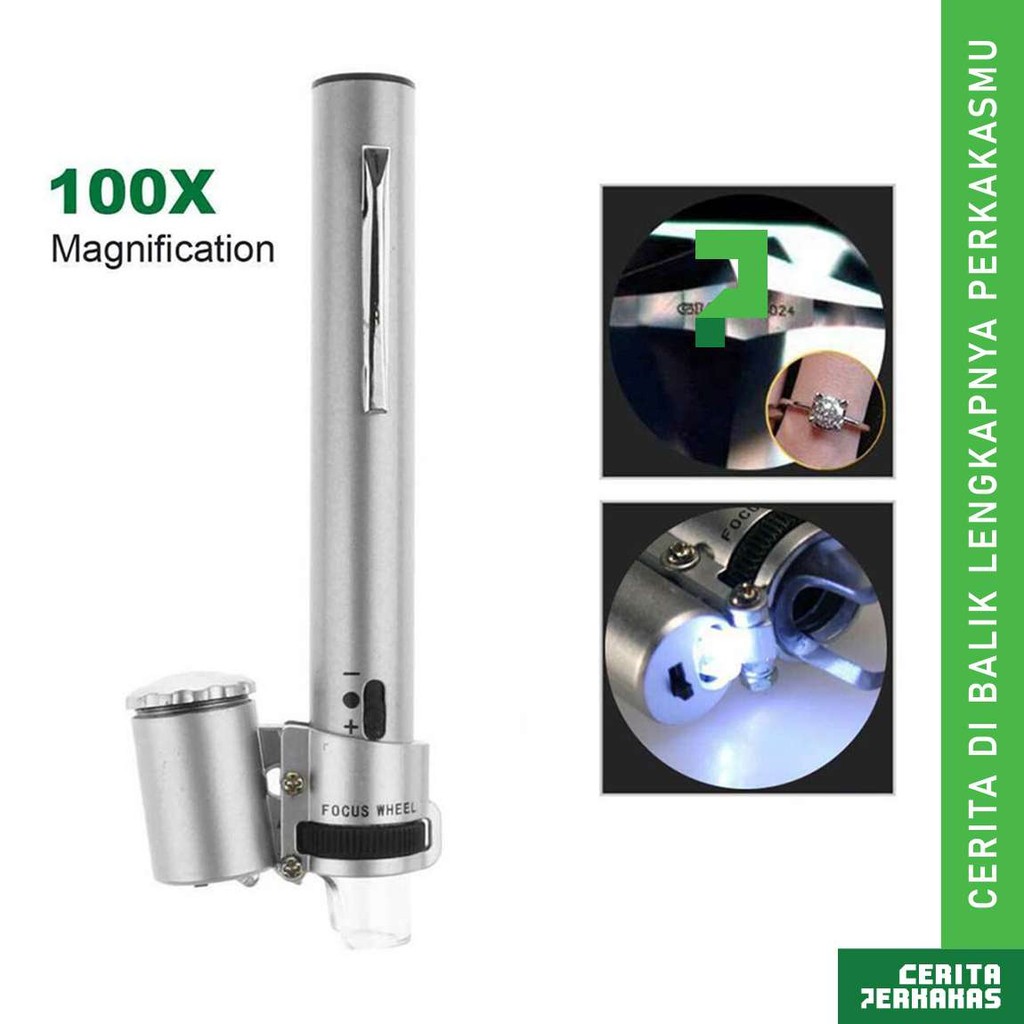 Jual Saku Mikroskop Mini LED AB96 CP / Microscope Portable Lampu ...