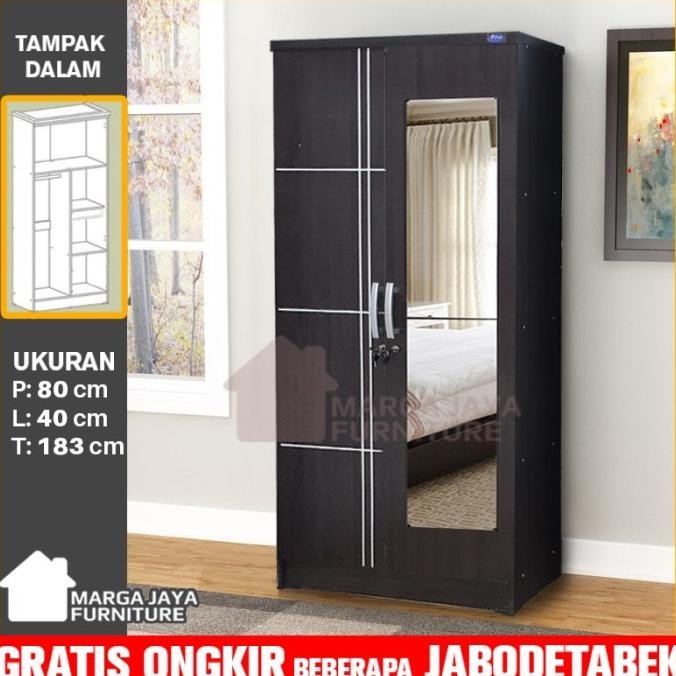 Jual Produk Baru!! Lemari 2 Pintu full cermin putih Nevada Lapis PVC ...