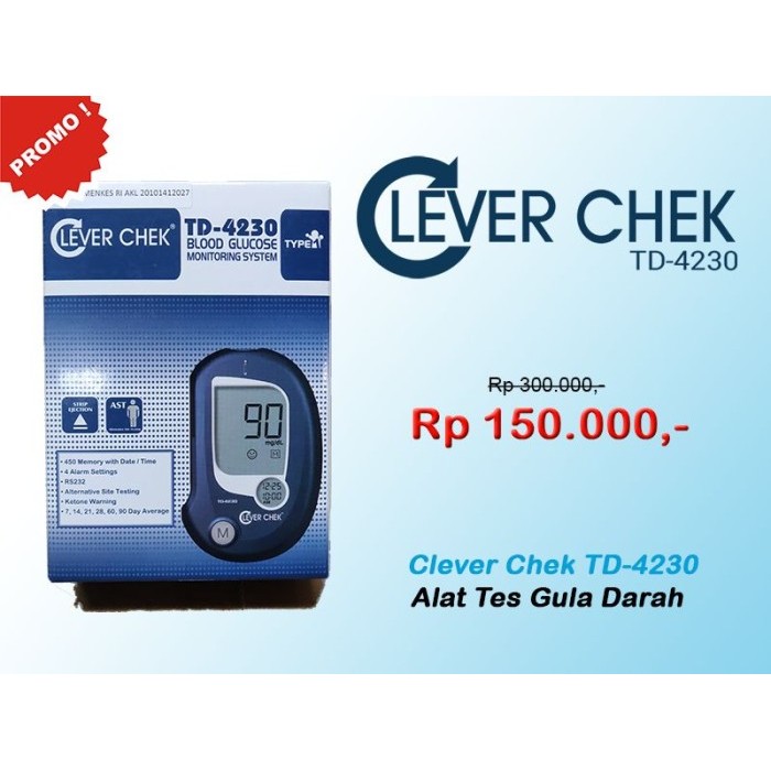 Jual clever chek blood glucose monitoring system cek gula darah box ...