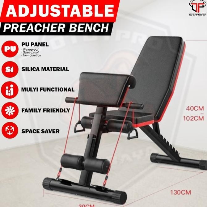 Jual Adjustable Preacher Bench/Kursi Bangku Fitness/Alat Gym/Sit Up ...