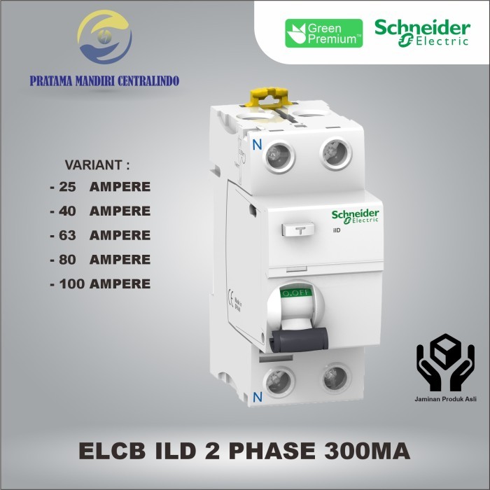 Jual PROMO! ELCB RCCB ILD 1P+N 300MA SCHNEIDER ACTI9 2P - 25A/40A/63A/80A/100A ORI MURAH ...