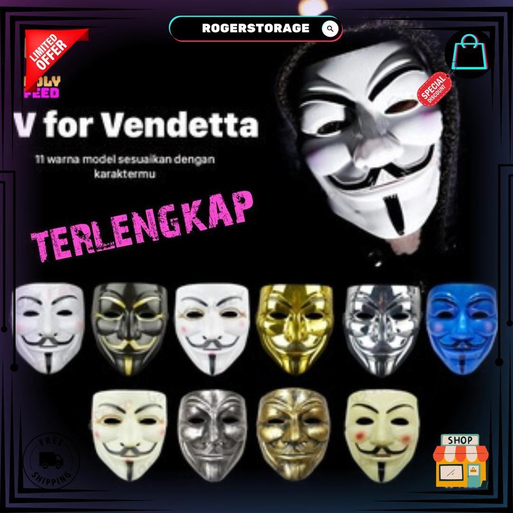 Jual Topeng Anonymous Vendetta Topeng Vendetta Anonymous Cosplay ...