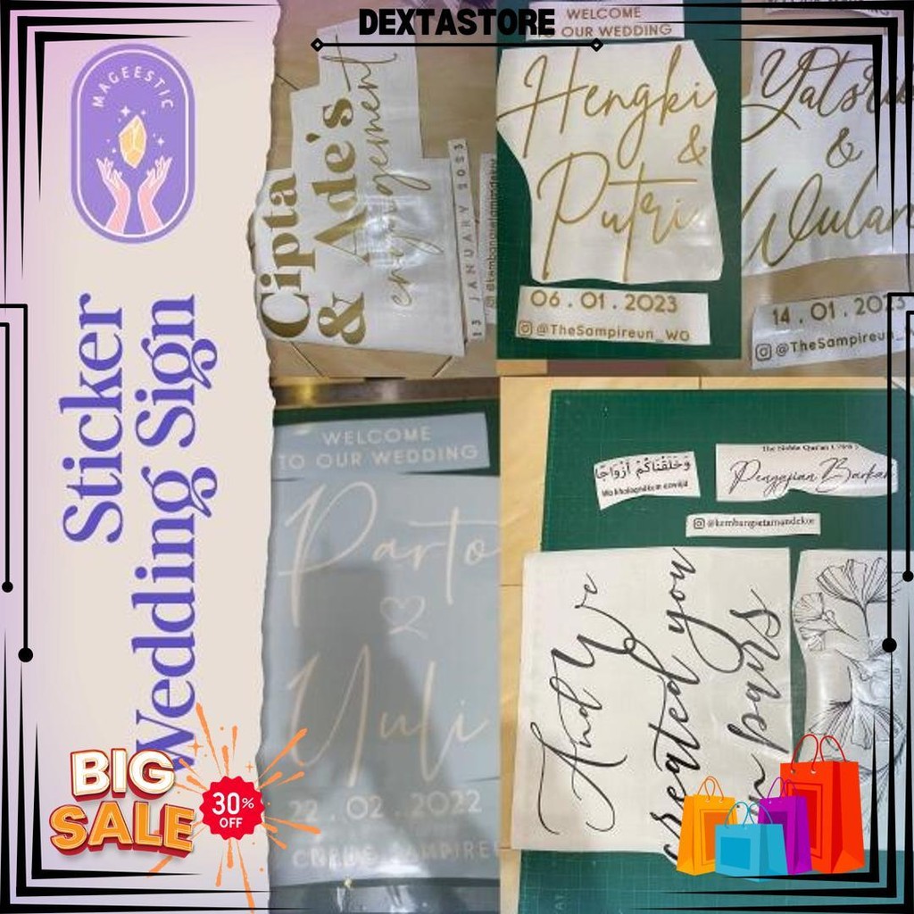 Jual Mageestic Cutting Sticker For Wedding Sign / Mirror Sign / Inisial ...