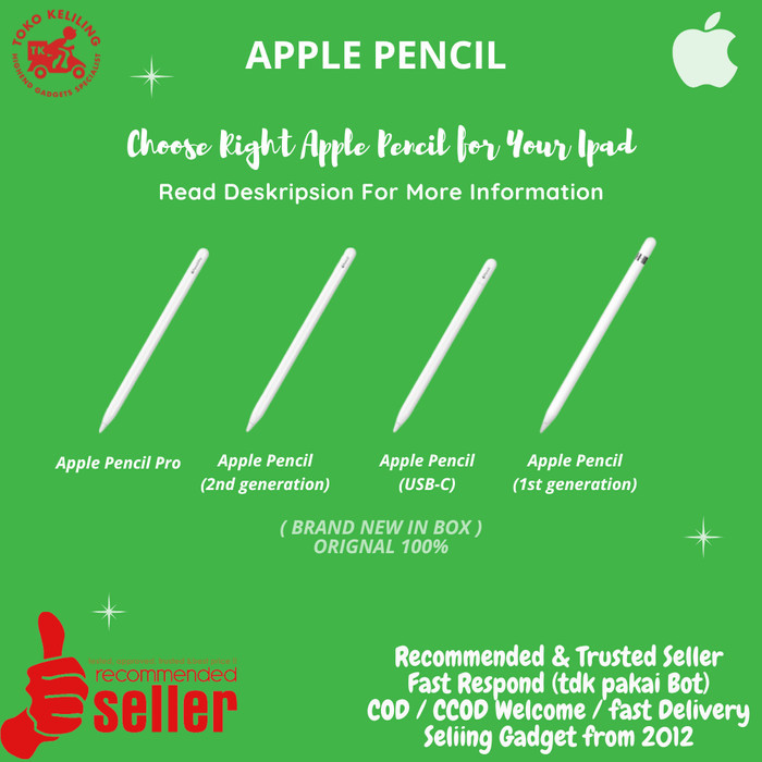 Jual Apple Pencil Pro 2024 - Apple Pencil 2nd Gen - Apple Pencil 1st ...