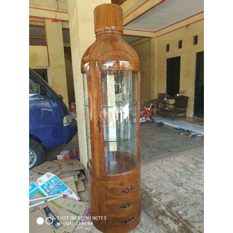 Jual FLASH SALE PUNCAK LEMARI KACA BOTOL JATI PERHUTANI. LEMARI HIAS ...