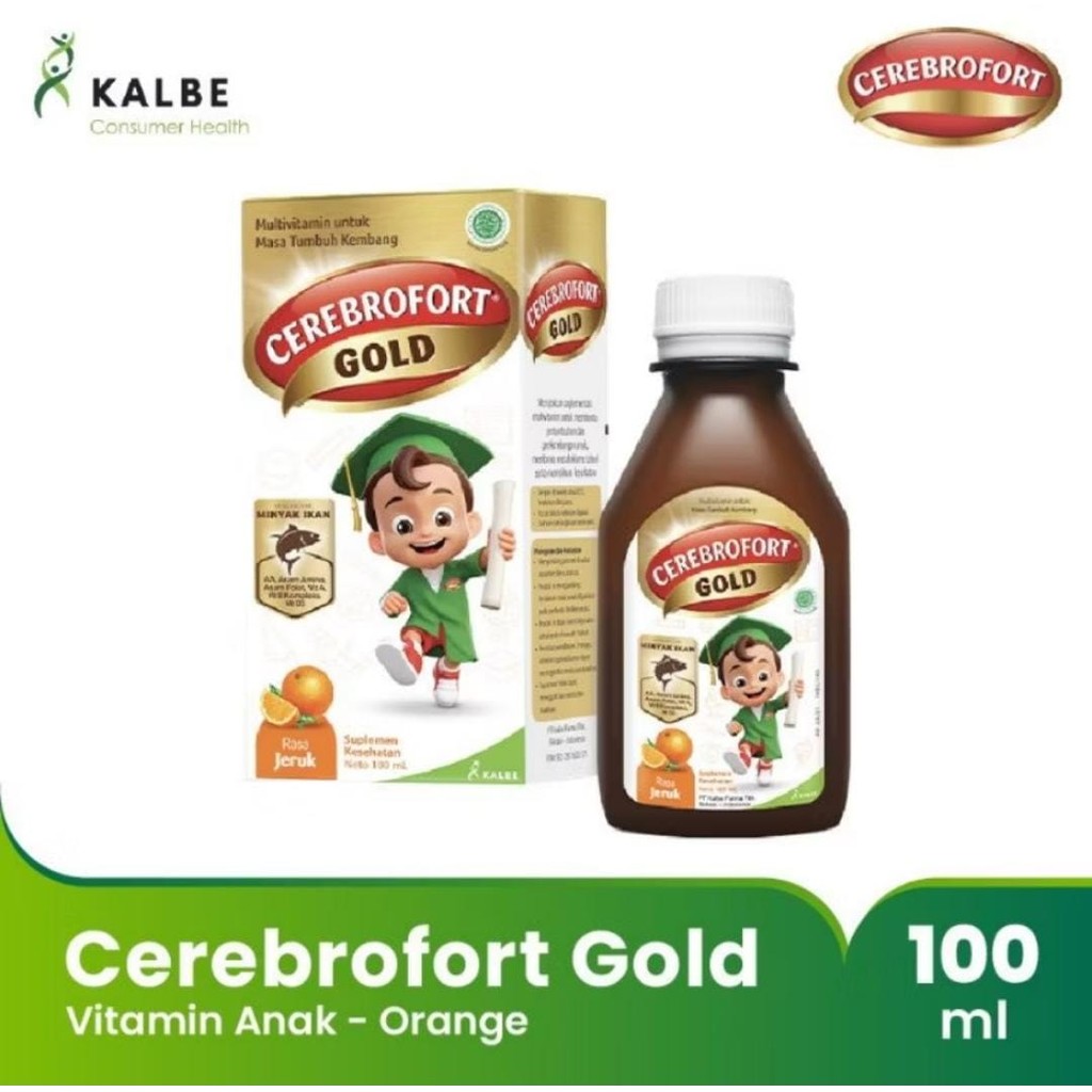 Jual Cerebrovit / cerebrofort gold JERUK vitamin otak daya ingat 100 ml ...