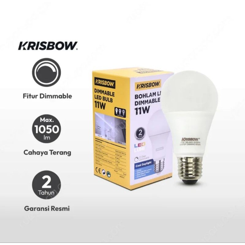 Jual Lampu bohlam led 11 watt krisbow dimmer / krisbow lumi led 3 step dimming / bulb led ...
