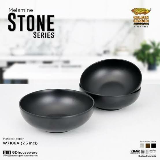 Jual populer] Mangkok Hitam Jumbo Besar Lebar Batu Saji Mie Ramen Sayur ...