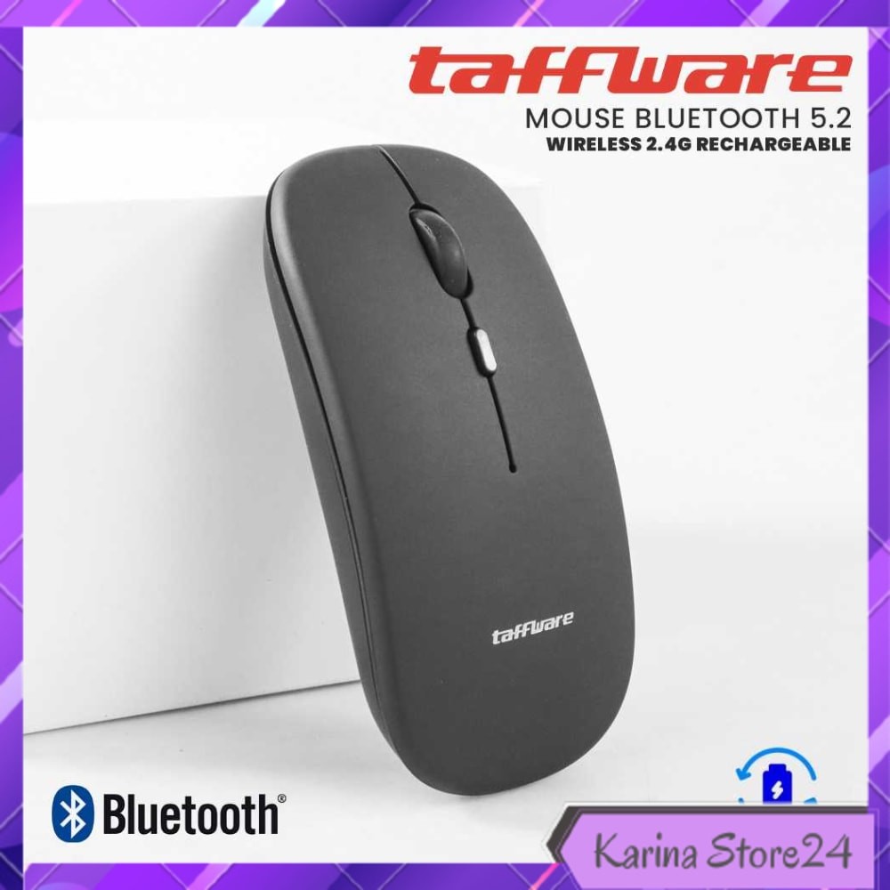 Jual TAFFWARE SILENT MOUSE RECHARGEABLE DUAL MODE BLUETOOTH 5.2 DAN 2 ...