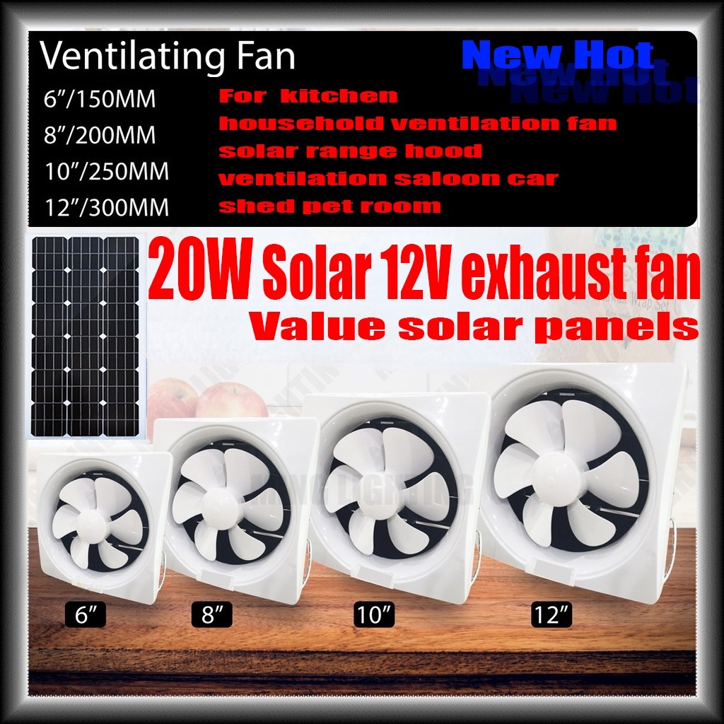 Jual Panel Surya 20W 6" 8" 10" 12" Kipas ventilasi industri kipas ekzos ...