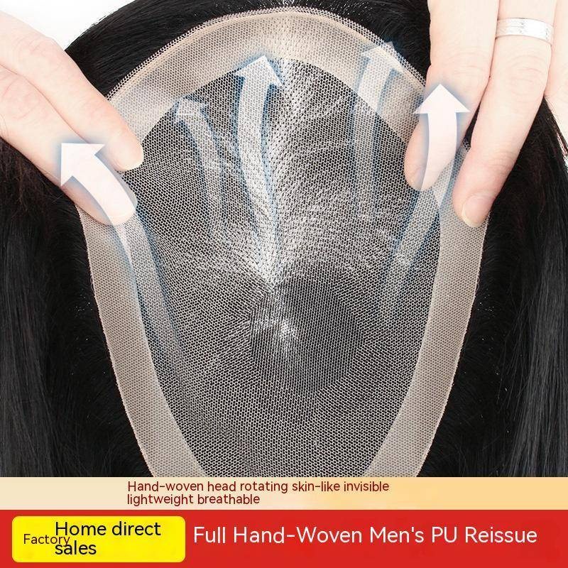 Jual 3 # Rambut Palsu Pria Jaring Tahan Lama Wig Pria Sejuk 100% Sistem ...