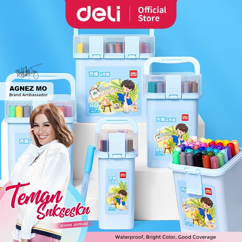 Jual Deli Spidol Akrilik / Acrylic Marker 12/24/36/48/60 Warna Tinta ...