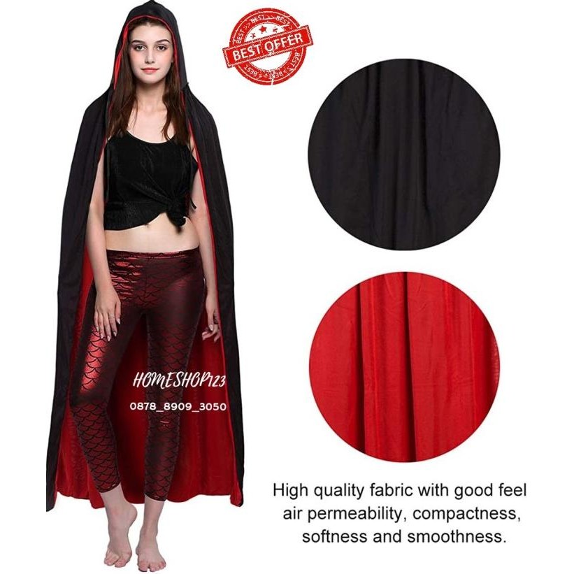 Jual DFR kostum halloween jubah HITAM MERAH 2 sisi, cosplay, VAMPIRE ...