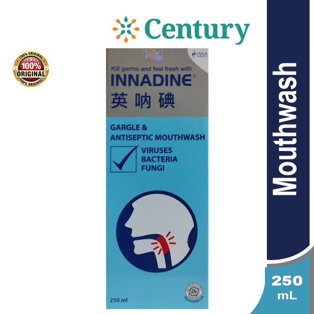 Jual Innadine Gargle & Antiseptic Mouthwash 250ml | Shopee Indonesia