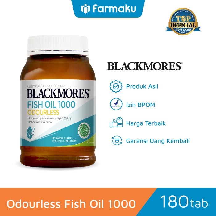 Jual Blackmores Odourless Fish Oil 1000 Botol 180 Capsule | Shopee ...